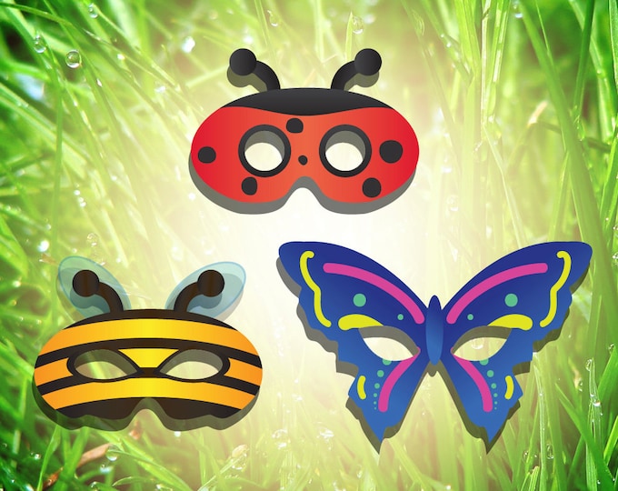Insects Printable Coloring Masks, Insect Masks, Ladybug Mask, Bee Mask ...