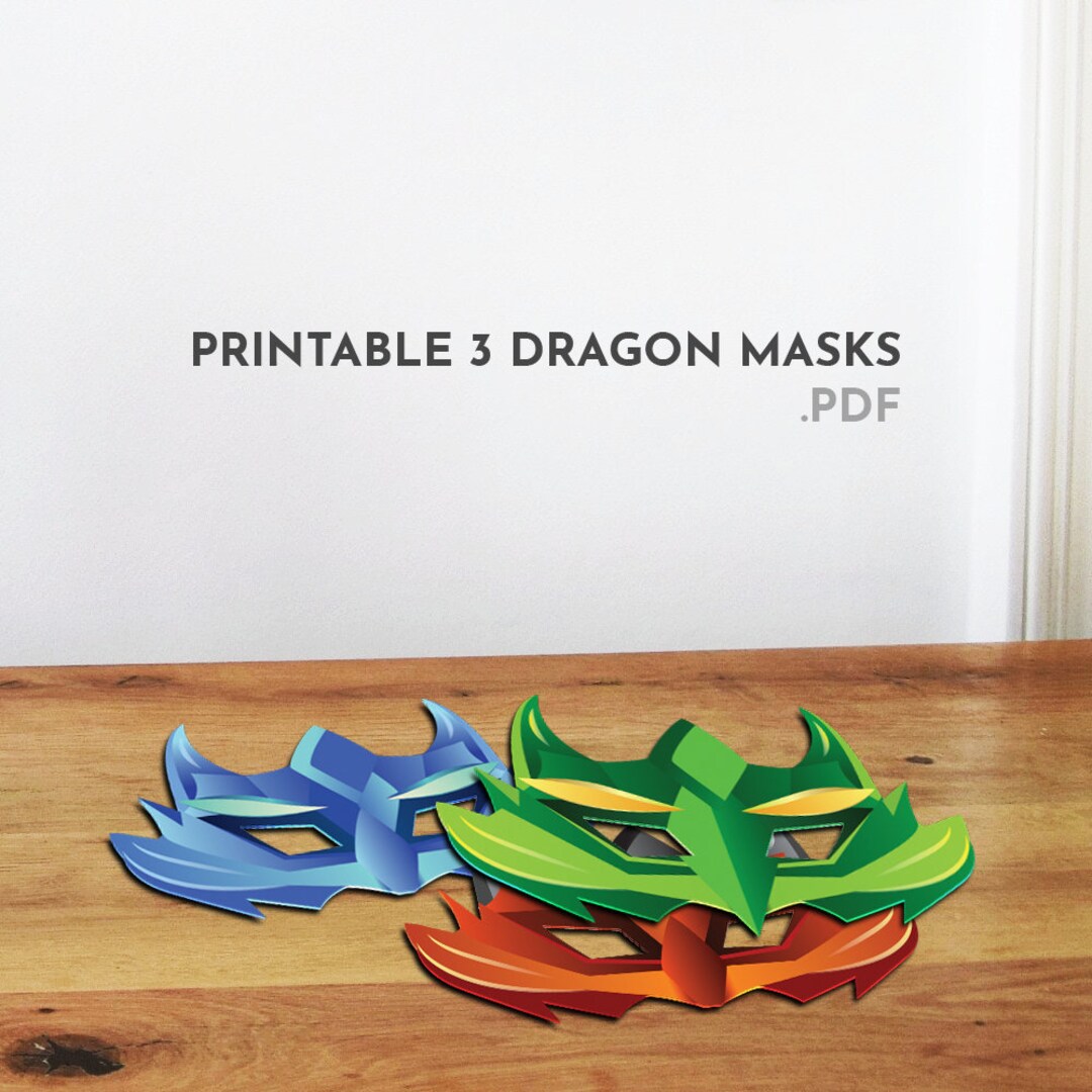Dragon Mask for Kids Download, Dragon Party, Printable Masks, Fantasy ...