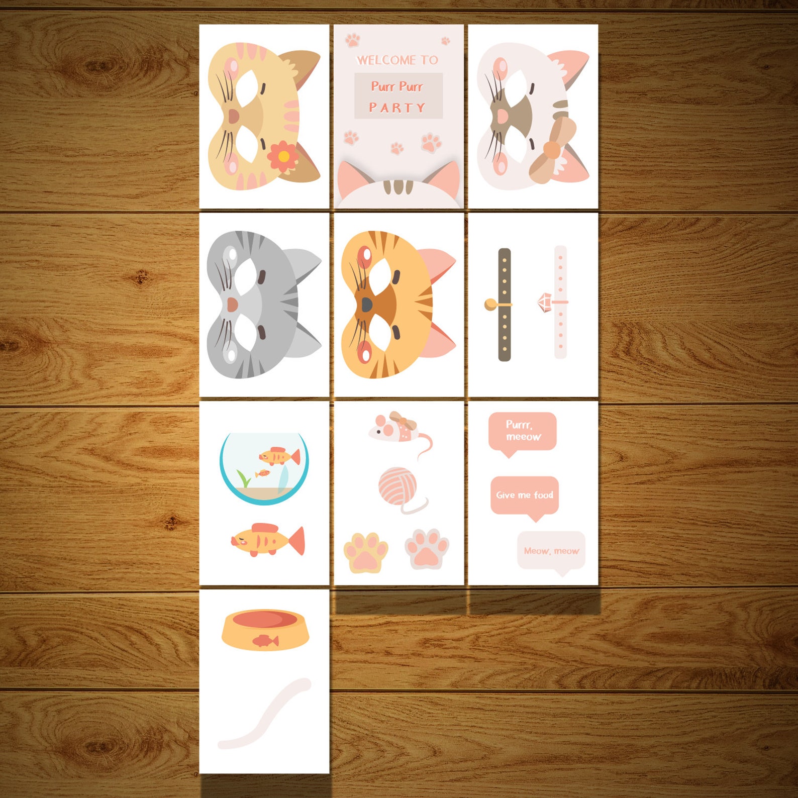 Printable Cat Mask, Cat Photo Booth Props, Cat Party Idea, Kitty Mask ...