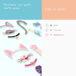 Cats Photo Booth Props, Kitty Ears, Kitty Masquerade, Kitty Props, Cat ...