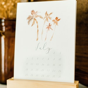 Watercolor Floral and Landscape 2021 Calendar With Natural Wood Block ...