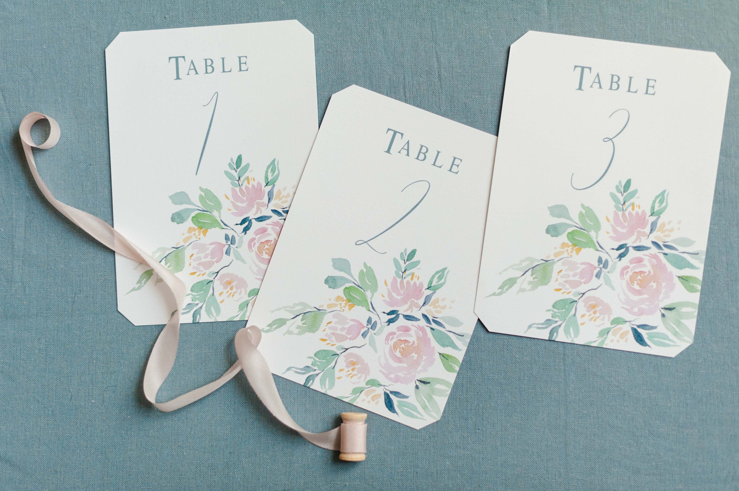 Blush Pink, Floral, Wedding, Watercolor, Table Numbers, Reception - Etsy