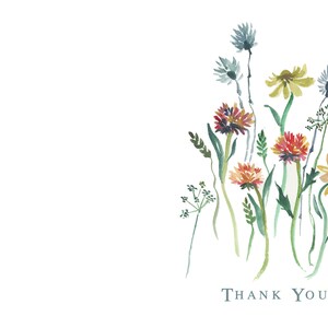 Thank You Note Watercolor Wildflower Floral - Etsy