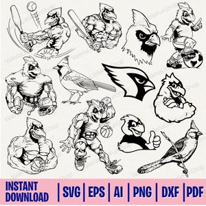 Cardinal Bird Sports Digital Files Svg, Eps, Ai, Pdf, Png, Dxf - Etsy