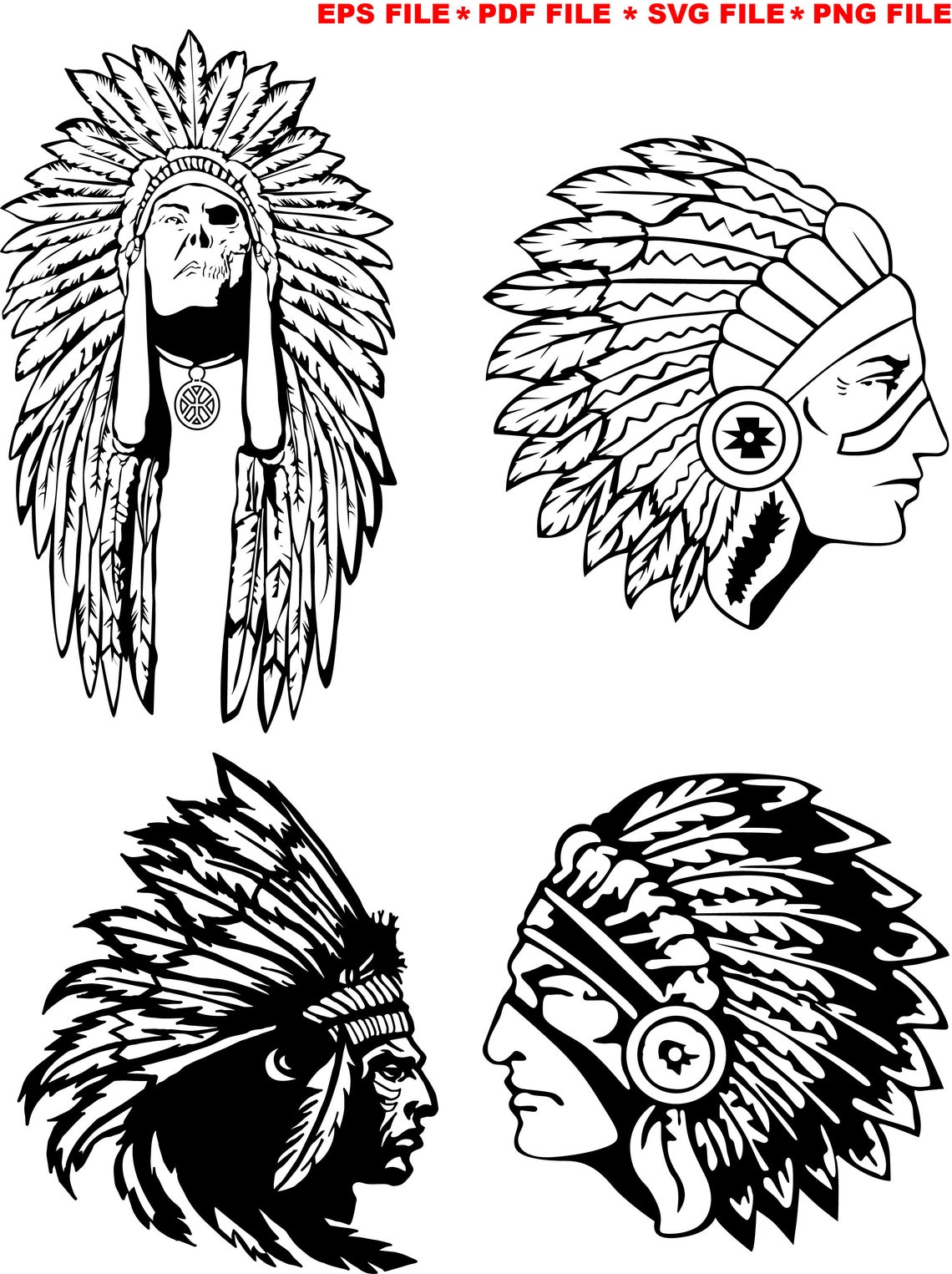 Chief Digital Files ,indian Eps, Pdf, Svg, and Png - Etsy