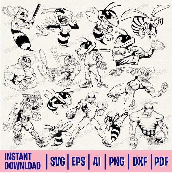 Yellow Jackets Hornets Digital Files Svg Eps Ai Pdf Png - Etsy