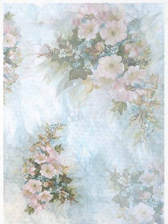 Rice Paper for Decoupage A4 Sheet Pastel Blue Floral Decoupage - Etsy