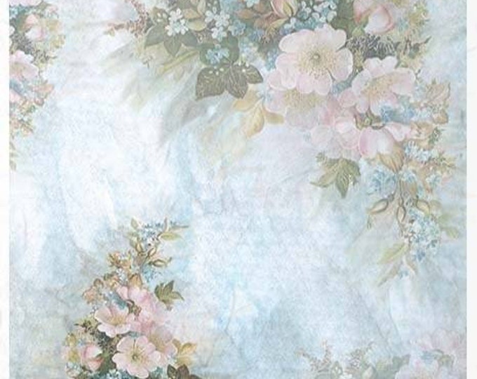 Rice Paper for Decoupage A4 Sheet Pastel Blue Floral Decoupage | Etsy