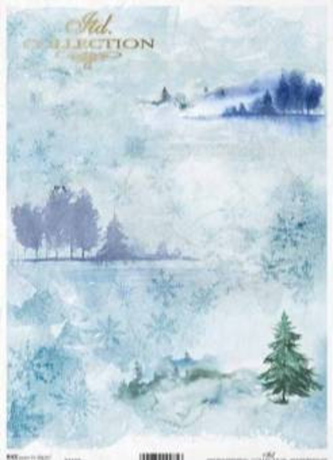 Rice Paper for Decoupage Single A4 Sheet Blue Winter Snow Scene ...