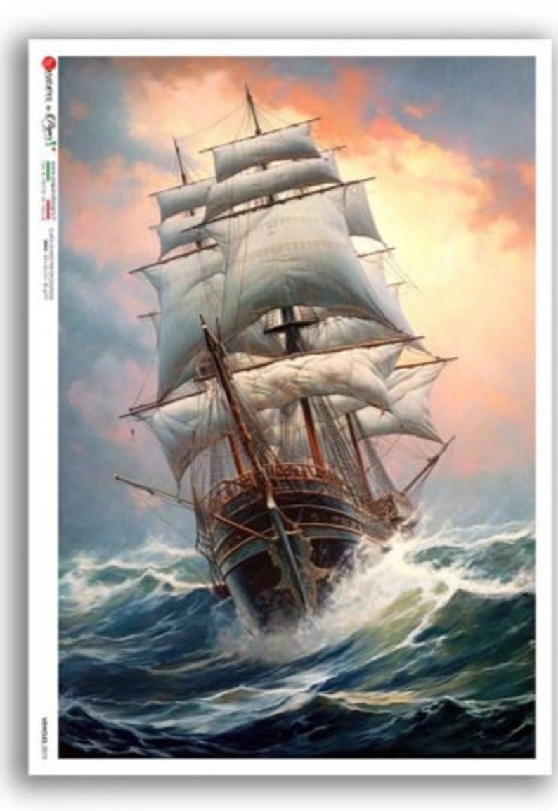Rice Paper for Decoupage, Single A5 Sheet, Ship in Storm, Decoupage ...