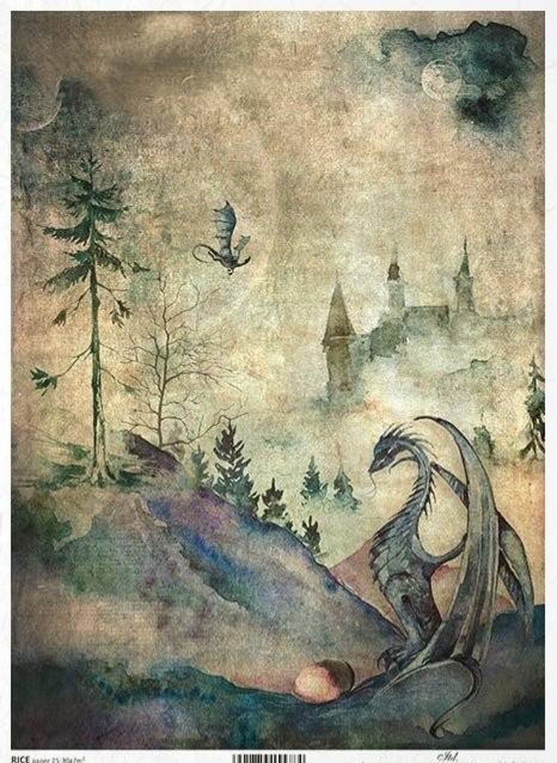 Rice Paper for Decoupage A4 Sheet Gothic Dragon Scene - Etsy UK
