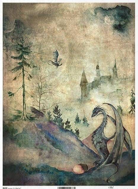 Rice Paper for Decoupage A4 Sheet Gothic Dragon Scene Decoupage Crafts ...