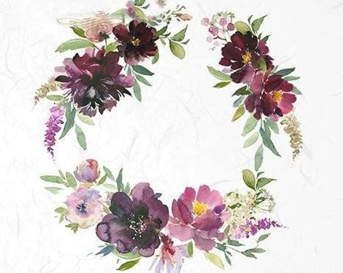 Mini Rice Paper Sheet Purple Floral Ring Decoupage Crafts Collage ...