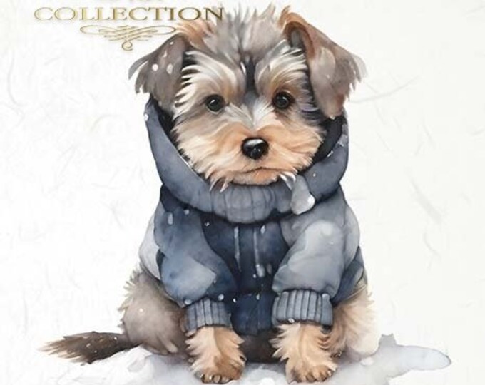 Mini Rice Paper, Single Sheet, Winter Dog Rice Paper, Cute Puppy Rice ...