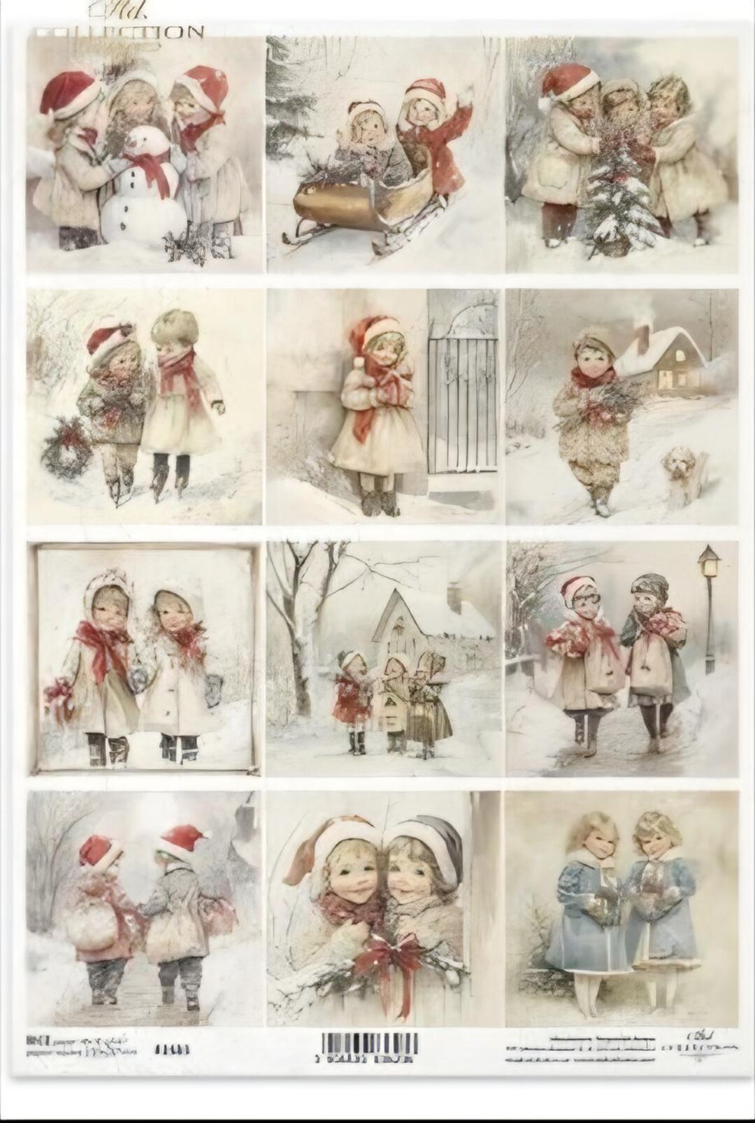 Rice Paper for Decoupage, Single A4 Sheet, Vintage Christmas Children ...