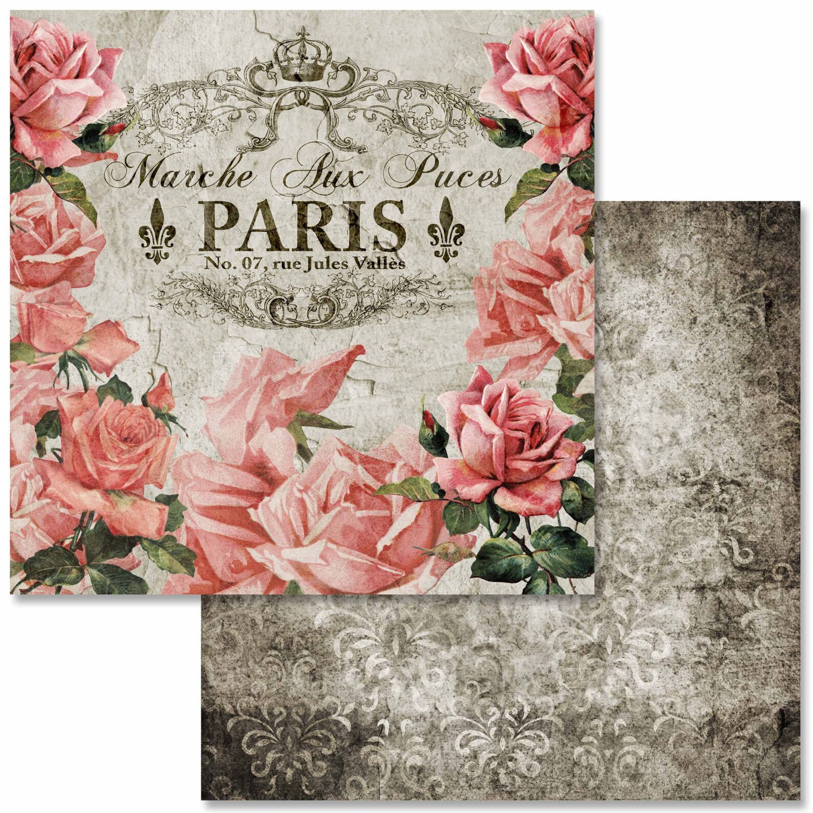Scrapbook Paper Set, Antique Roses, 12in X 12in Double Sided 12 Sheets ...