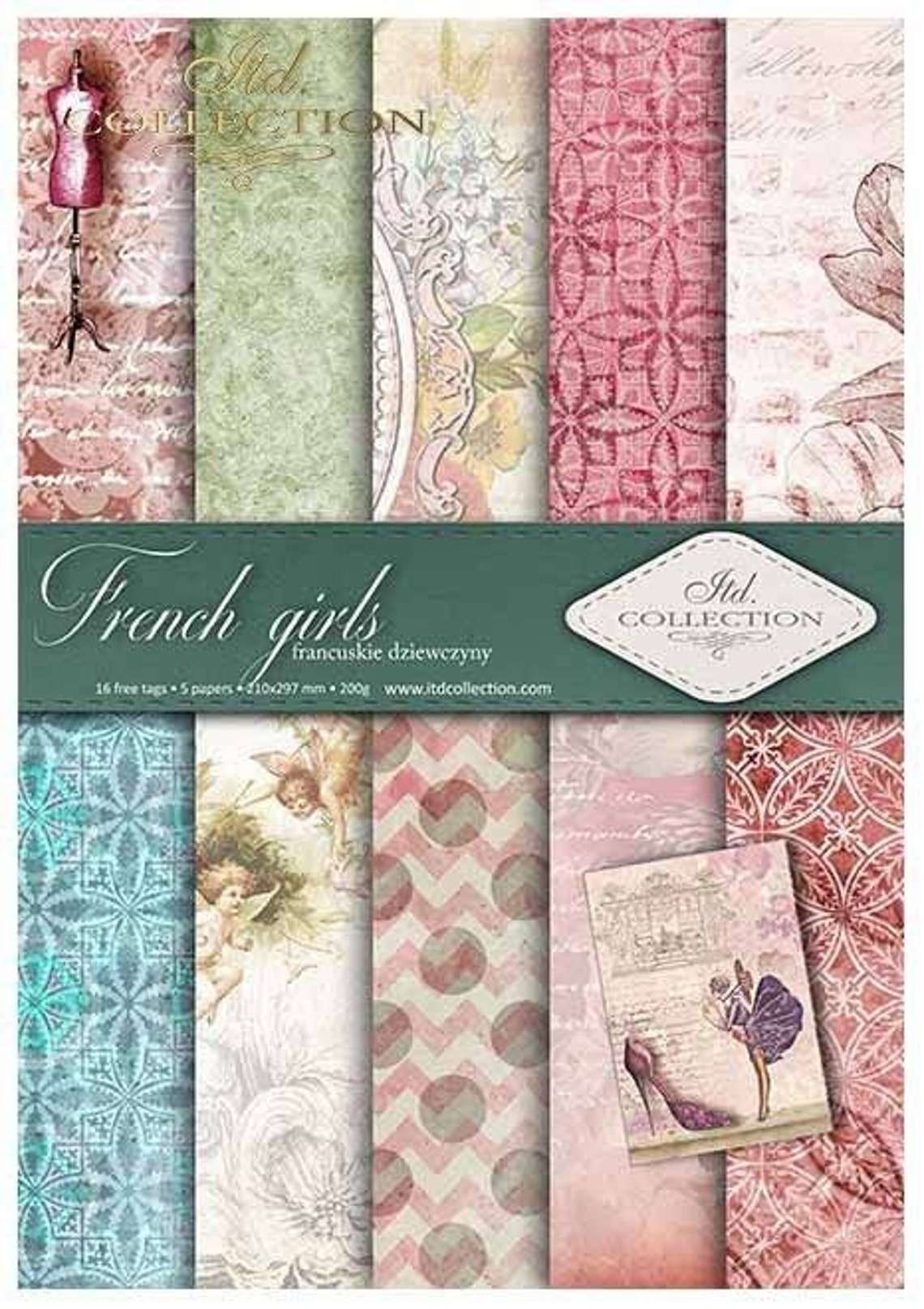 Scrapbook Paper A4 Set Cardstock French Girls Crafts Collage - Etsy