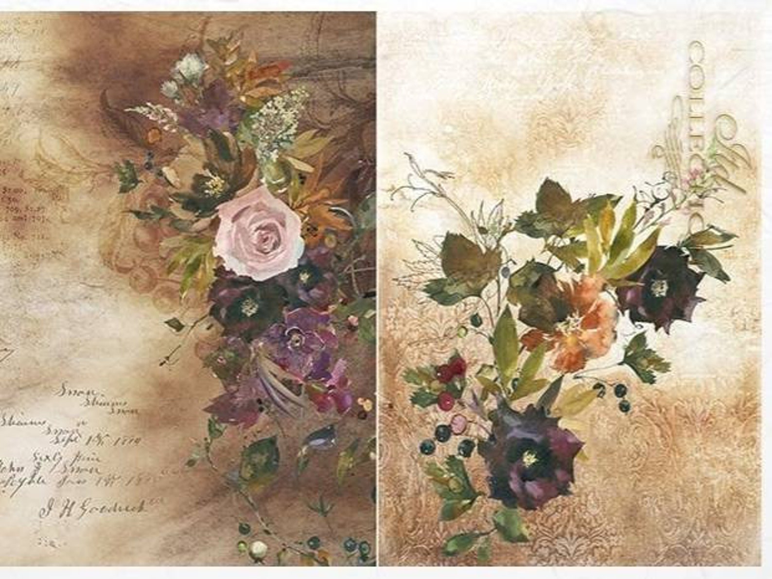 Rice Paper for Decoupage Single A4 Sheet Shabby Chic Vintage Floral ...