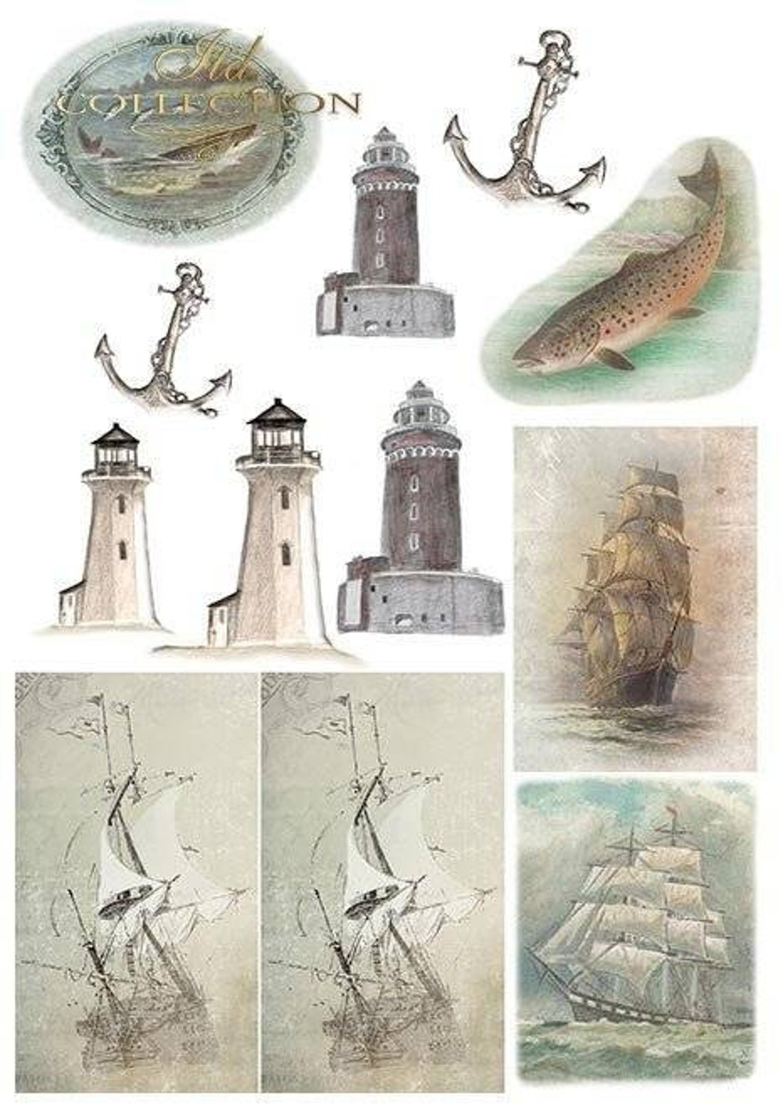 Scrapbook Paper A4 X 5 Double Sided Sheets Nautical Expedition - Etsy