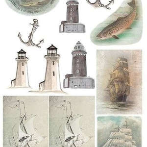 Scrapbook Paper A4 X 5 Double Sided Sheets Nautical Expedition Collage ...