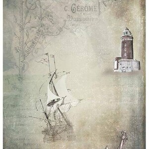 Scrapbook Paper A4 X 5 Double Sided Sheets Nautical Expedition Collage ...