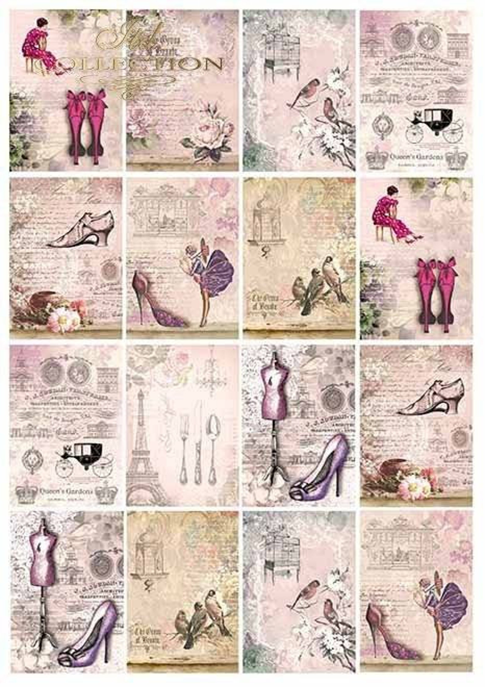 Scrapbook Paper A4 Set Cardstock French Girls Crafts Collage | Etsy