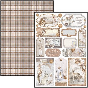 Scrapbook Paper Set, A4 Size X 9 Double Sided Sheets, Ephemera, Tags ...