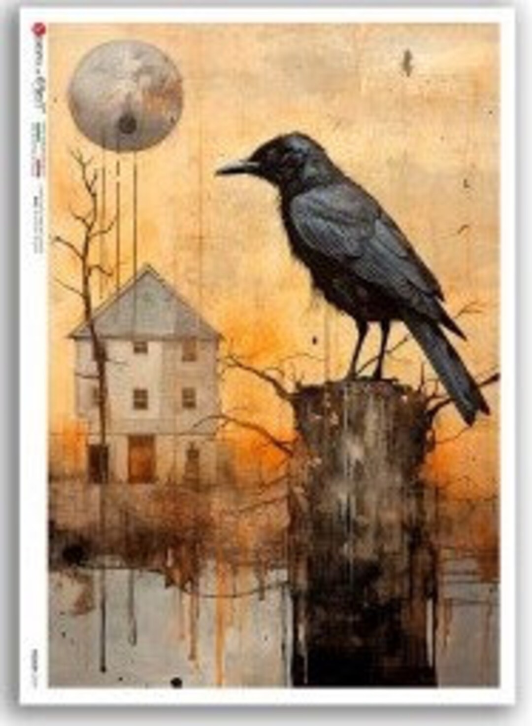 Rice Paper for Decoupage, A4 Sheet of Rice Paper, Halloween Crow ...