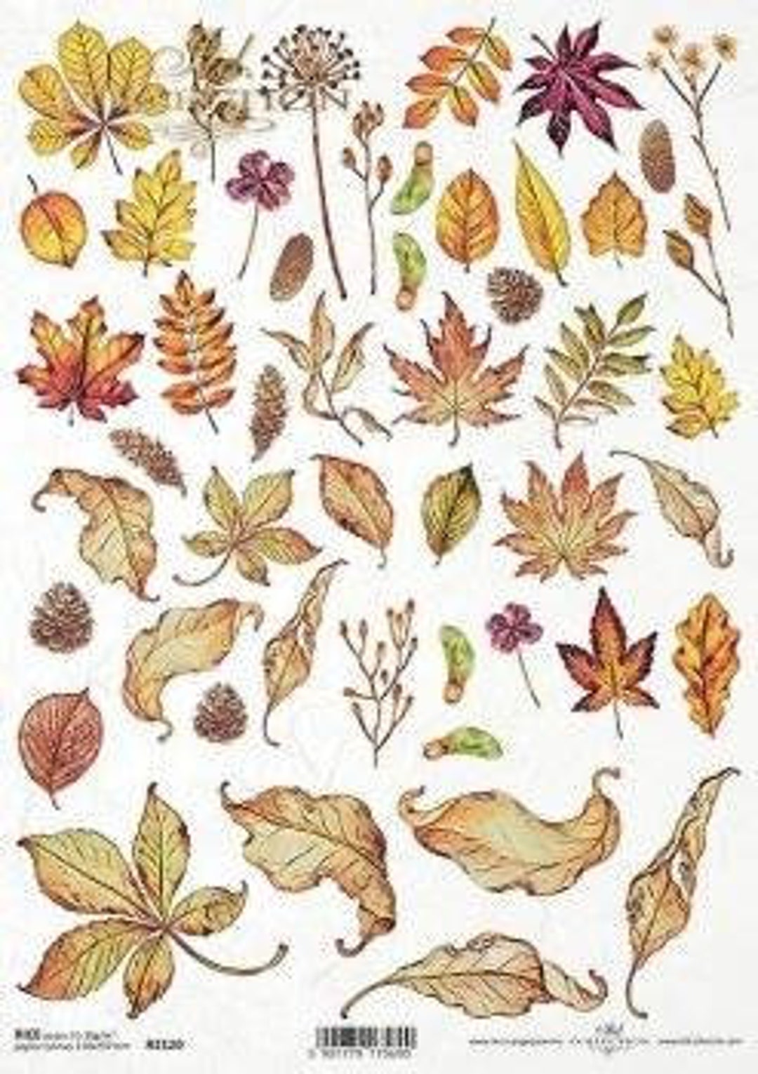 Rice Paper for Decoupage, Single A4 Sheet, Autumn Leaves, Decoupage ...