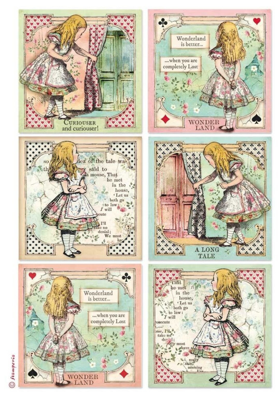 Rice Paper for Decoupage, A4 Sheet of Rice Paper, Alice Cards Rice ...