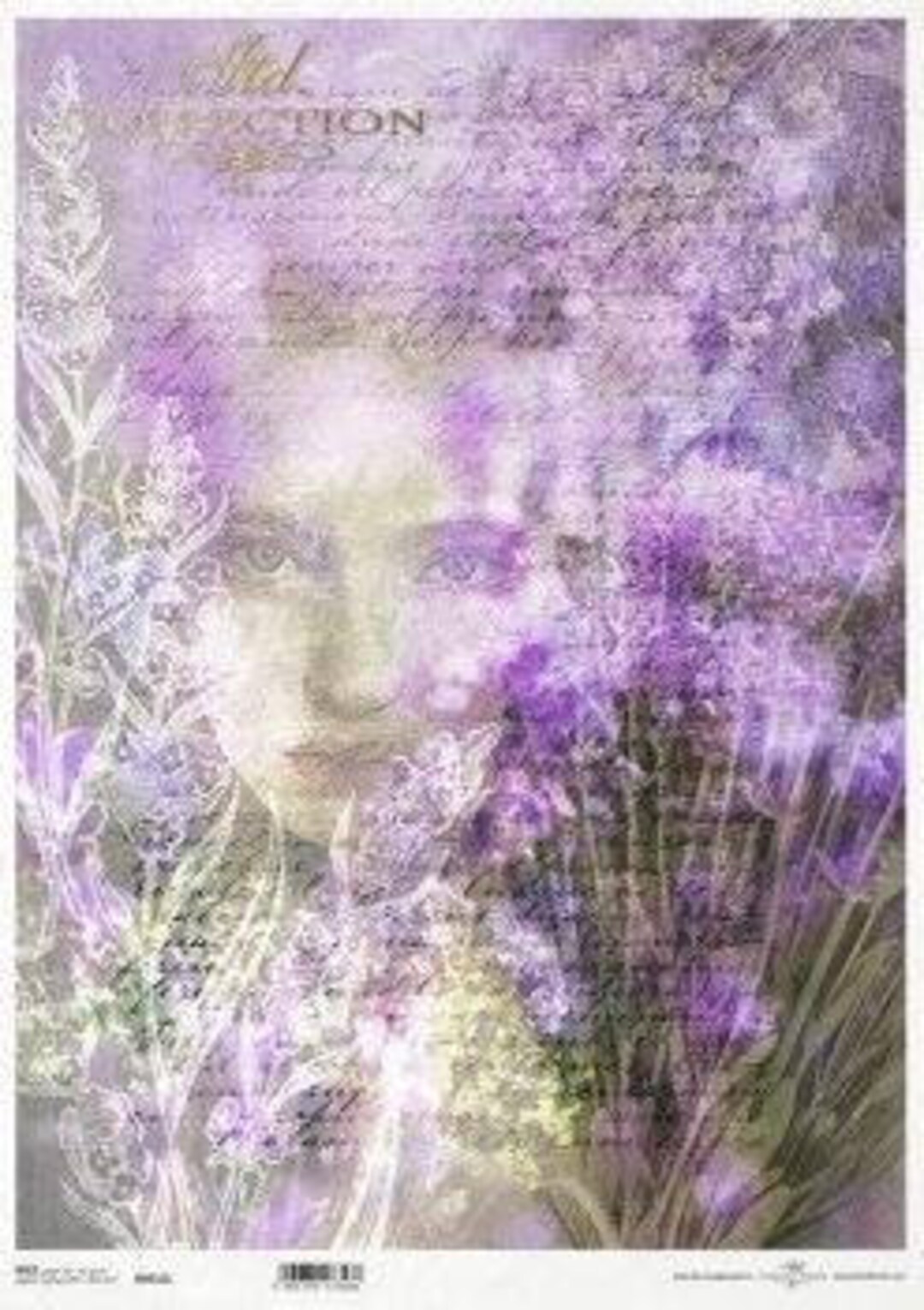 Rice Paper for Decoupage, Single A3 Sheet, Lavender Face, Decoupage ...