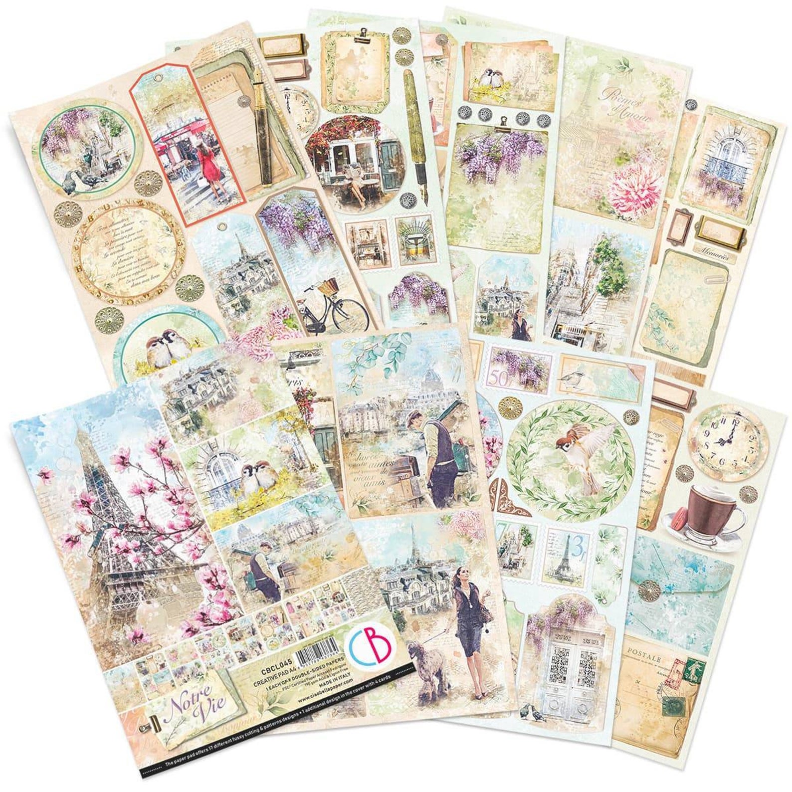 Scrapbook Paper Set A4 Paper Set X 9 Double Sided Sheets - Etsy UK