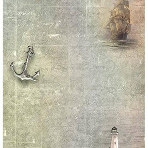 Scrapbook Paper A4 X 5 Double Sided Sheets Nautical Expedition Collage ...