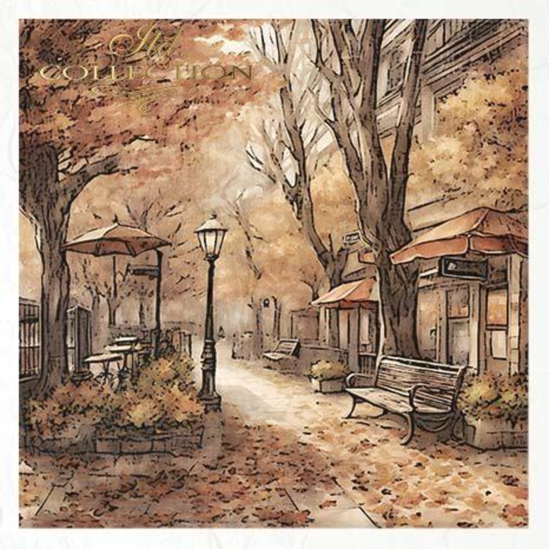 Mini Rice Paper, Single Sheet of Rice Paper, Autumnal Park Benches ...
