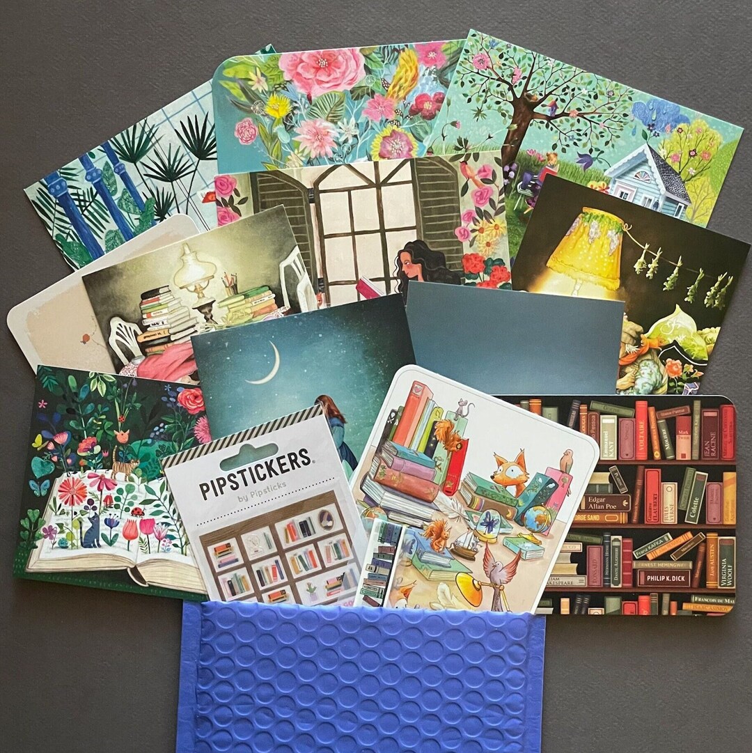 Book Lovers Postal Pack Mix of Book-themed Postcards - Etsy
