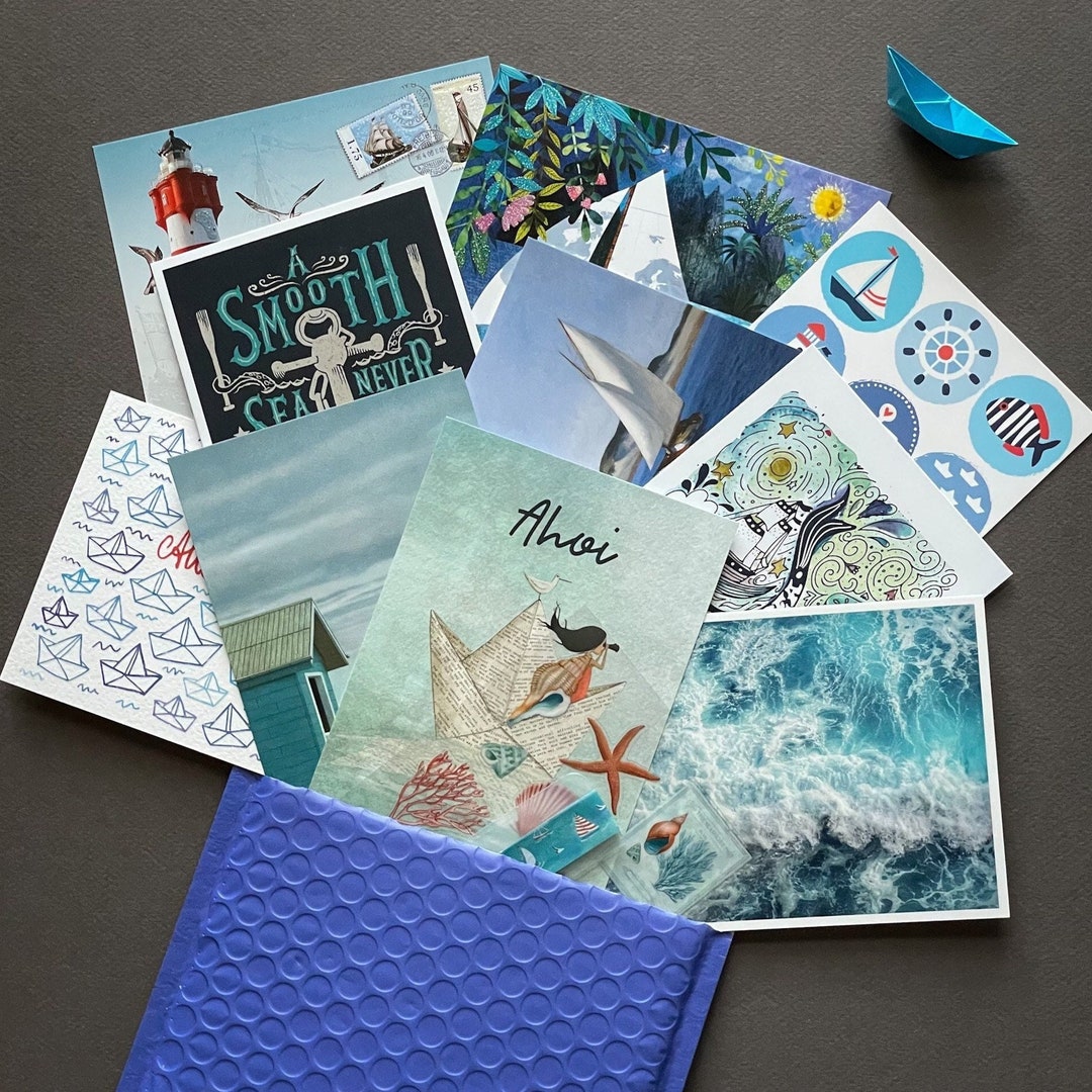 Ahoy Boat, Paper Boat, Sailboat Postal Pack Mix of Premium Postcards ...