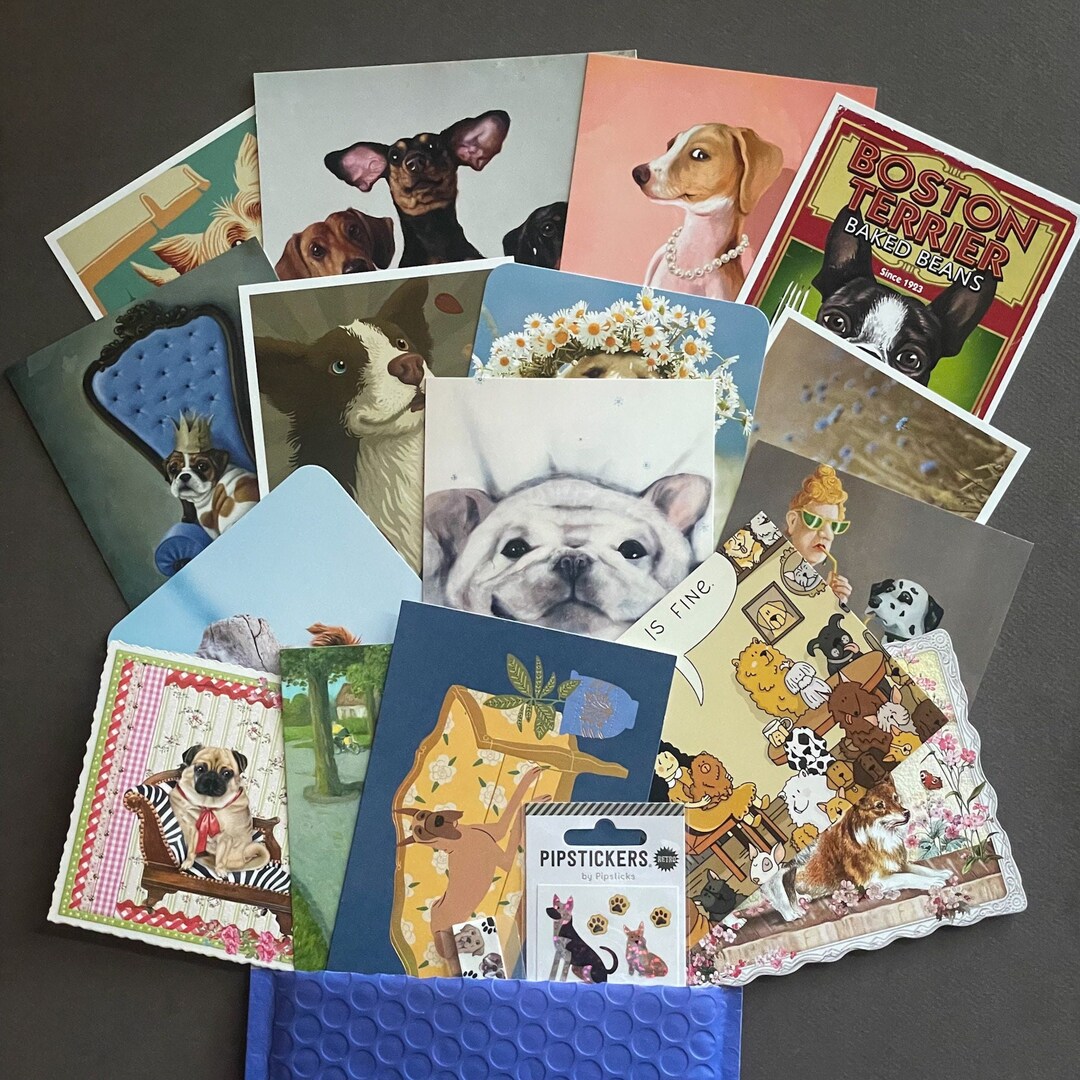Dog Lovers Postal Pack Mix of Dog Postcards, Dog Stickers and Dog Washi ...