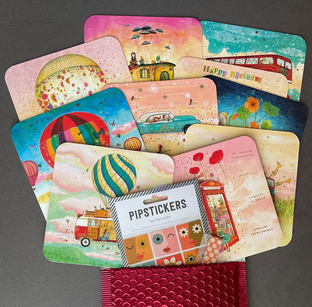 Touch of Whimsy Postal Pack Mix of Premium Postcards, Stickers and ...