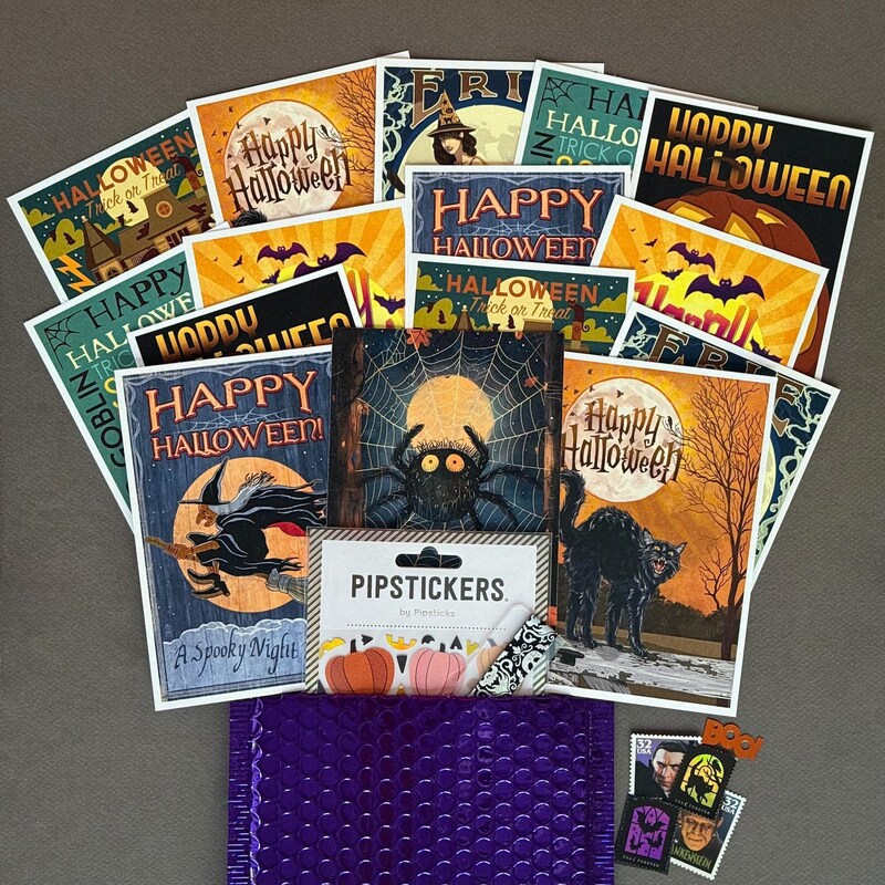 Halloween Postcards - Etsy