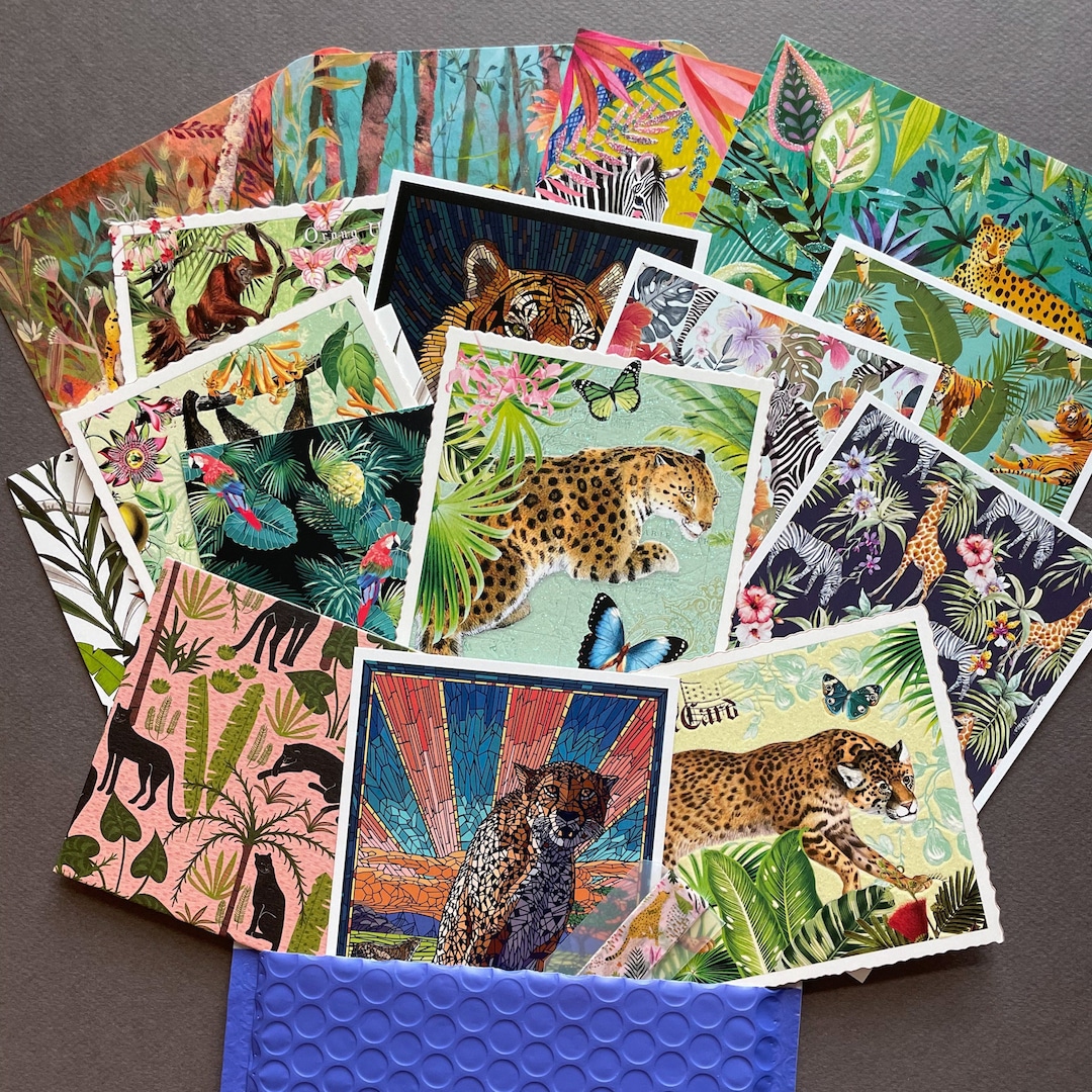 Welcome to the Jungle Wild Animals Postcard Pack Tiger, Cheetah, Zebra ...