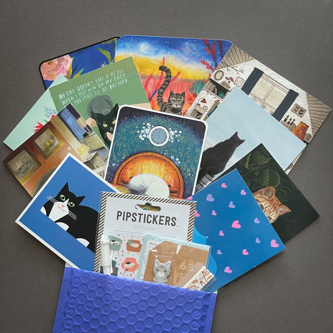 Crazy Cat Lady Postal Pack Mix of Premium Cat Postcards, Cat Stickers ...