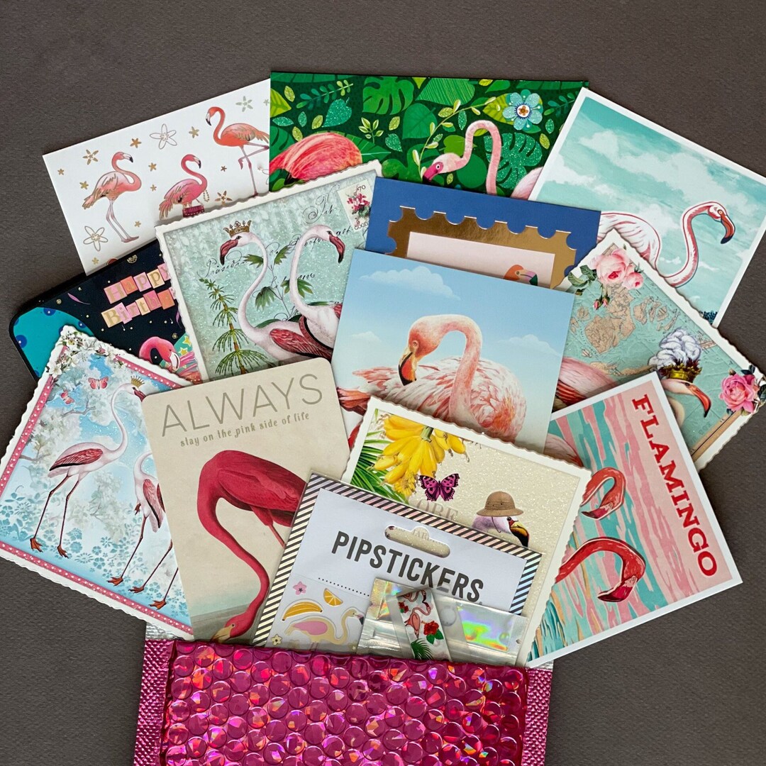 Pink Flamingo Postal Pack - Flamingo Postcards, Flamingo Stickers and ...