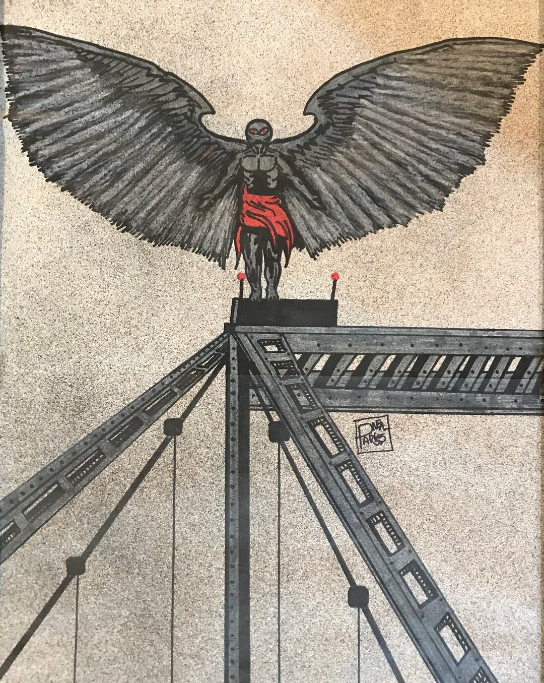 Mothman on Bridge - Etsy