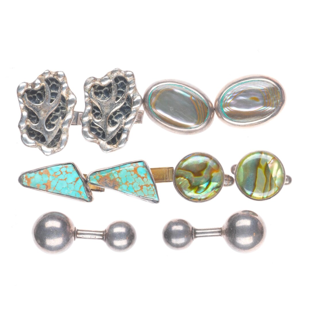 Vintage Navajo Turquoise/modernist Sterling Silver Cufflink Collection ...