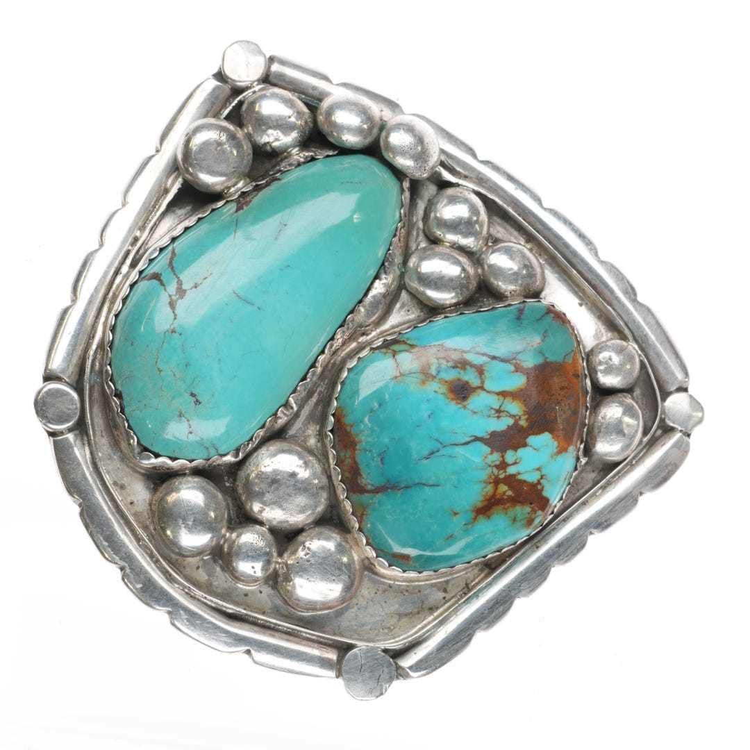 Large Vintage Navajo Sterling Silver Turquoise Slab Belt Buckle - Etsy