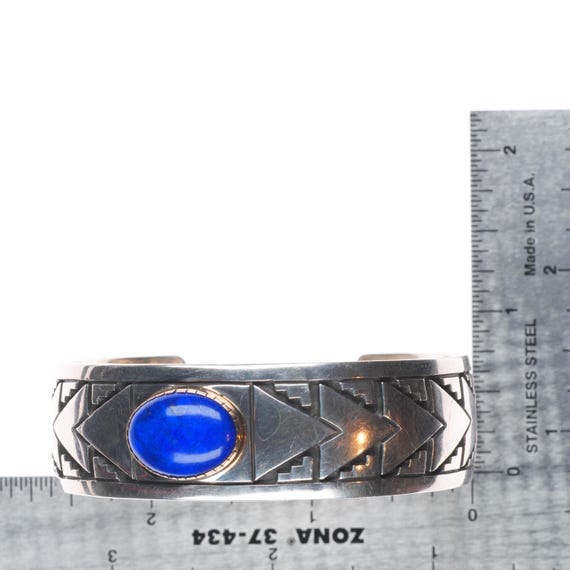 6.75" Mike Begay Navajo sterling silver 14k gold beze… - Gem