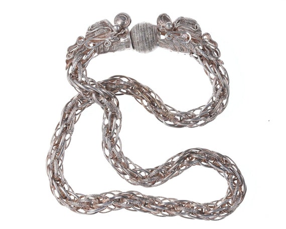 Antique Chinese silver dragon necklace - Gem
