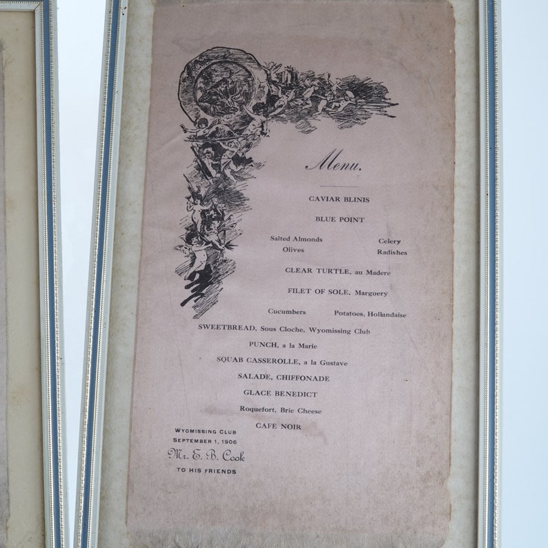 1905 Silk Menus From Reading PA Wyomissing Club - Etsy