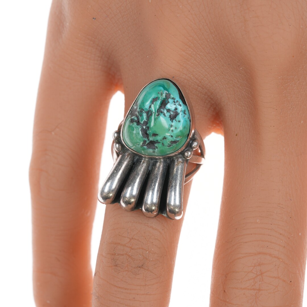 Sz6.25 Vintage Navajo Silver and Turquoise Claw Form Ring - Etsy