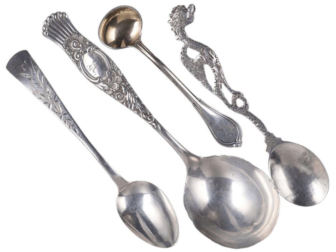 C1890's Collection of Fancy Sterling Spoons - Etsy